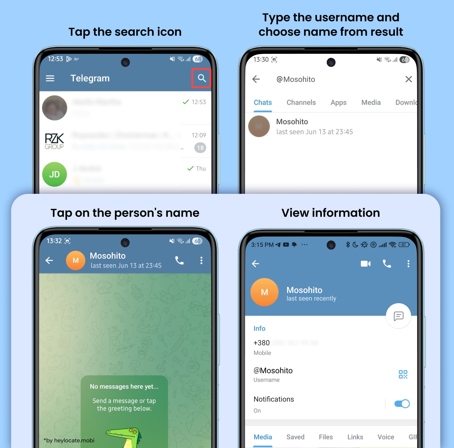 How to find someone on Telegram with a phone number, username, or else